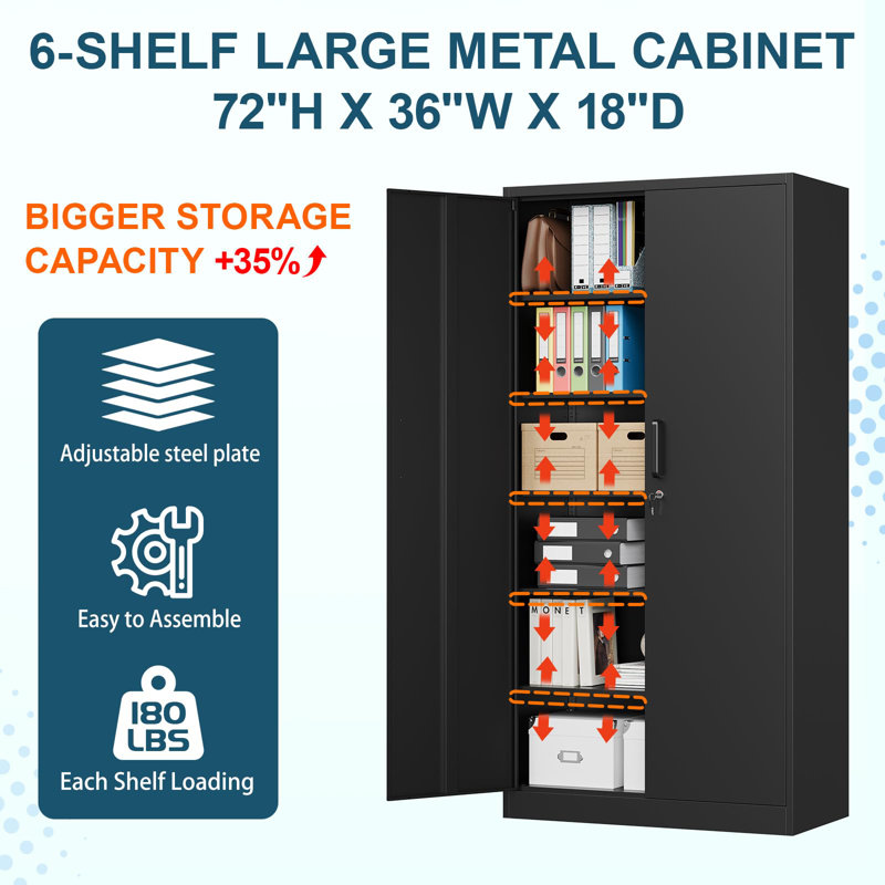 Latitude Run® Metal Single Storage Cabinet ( 72'' H X 36'' W X 18'' D ...