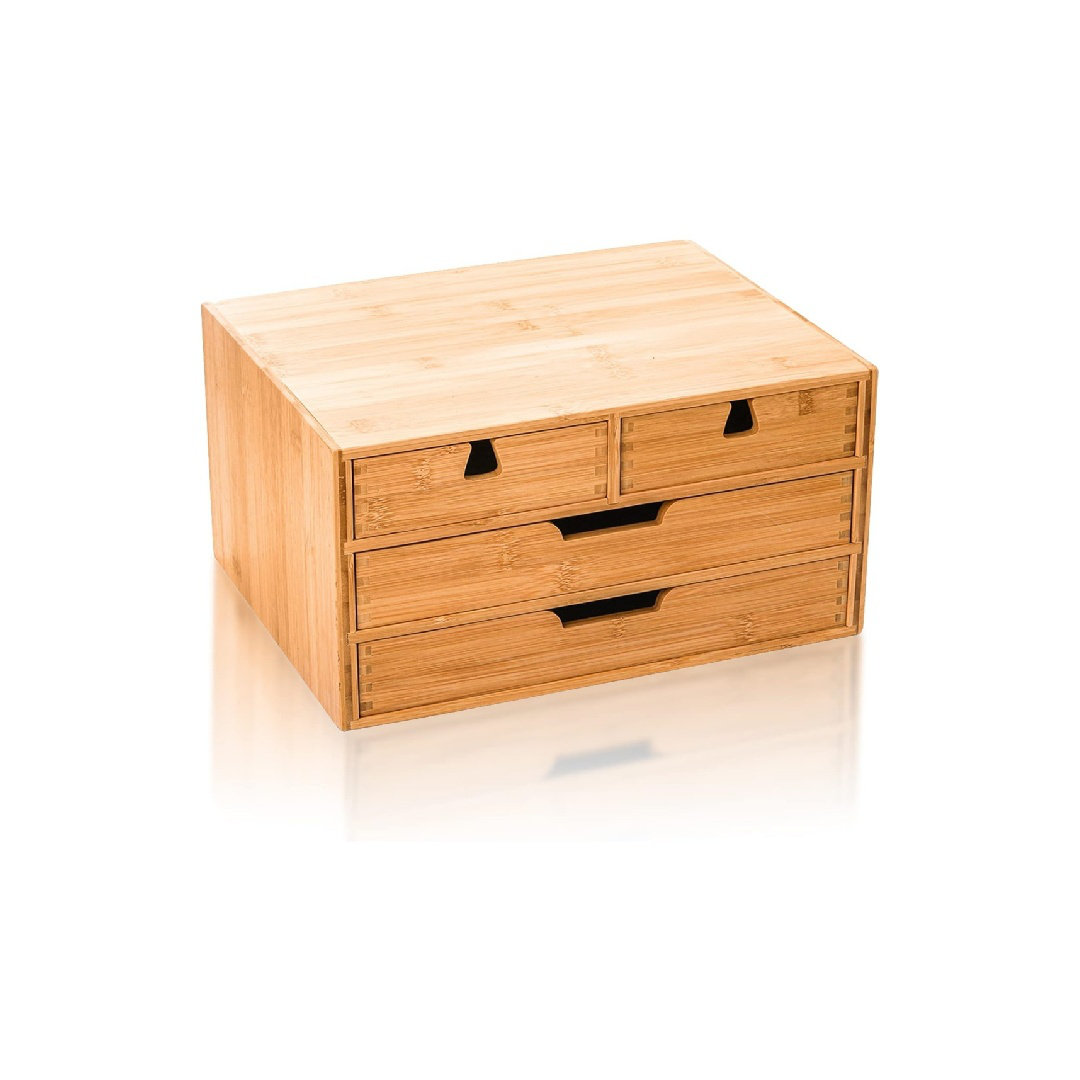 Hokku Designs Bamboo Desk Organizer, 100% Natural Bamboo Desktop Drawer ...