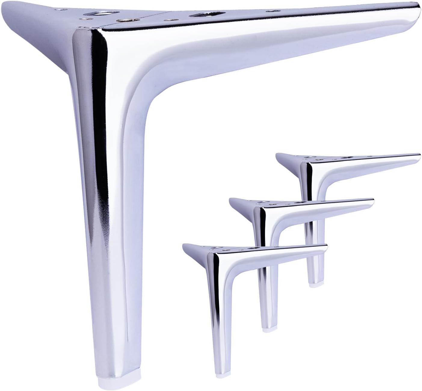 WKING Set Of 4 Shiny Silver Metal Furniture Legs For Sofa, Cabinet ...