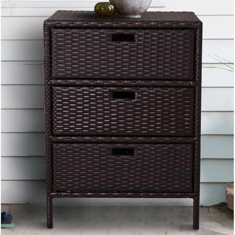 Latitude Run® Aaban Poolside Rattan Wicker 3 Drawer Storage Chest ...