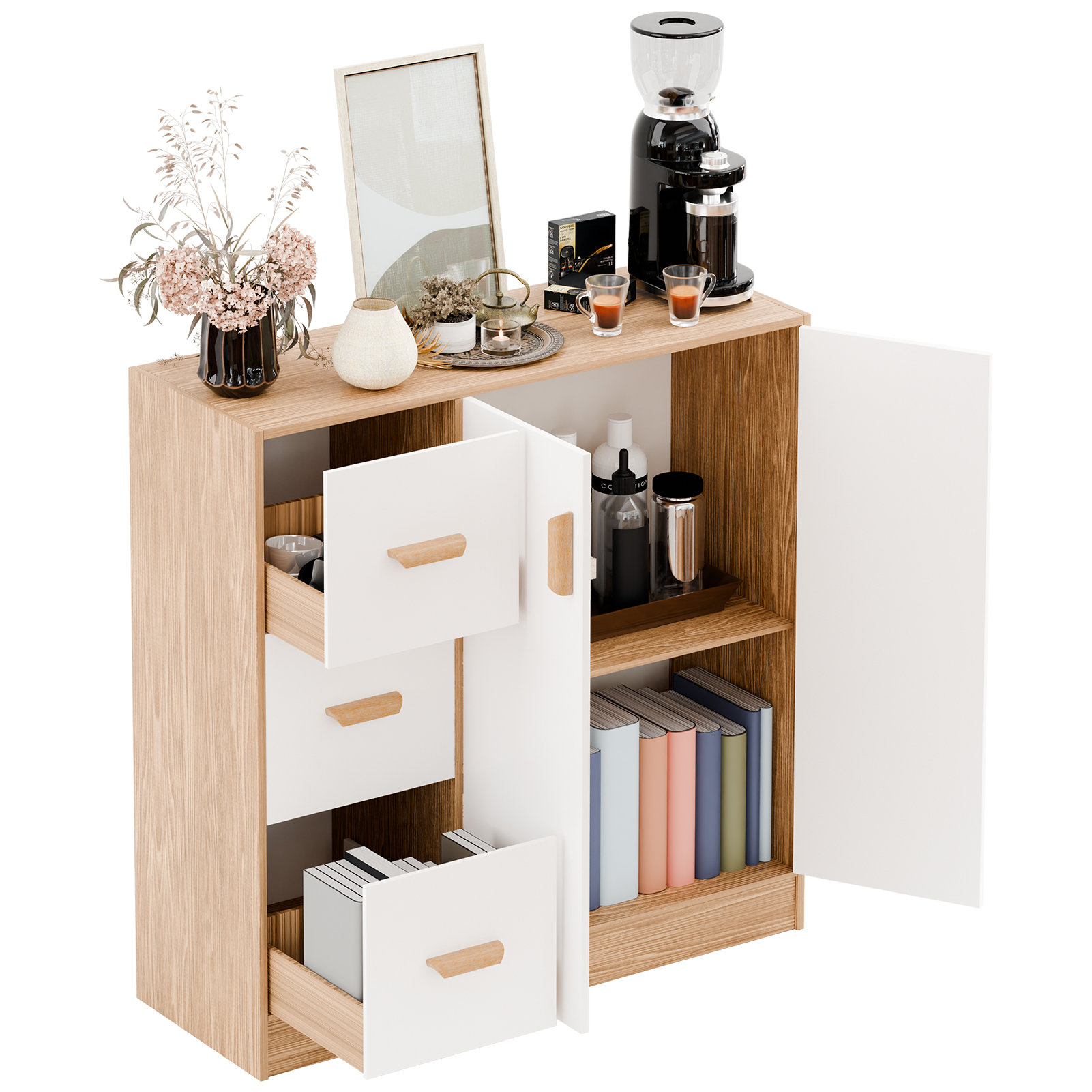 One Allium Way Coffee Bar Storage Cabinet, Kitchen Storage Sideboard ...