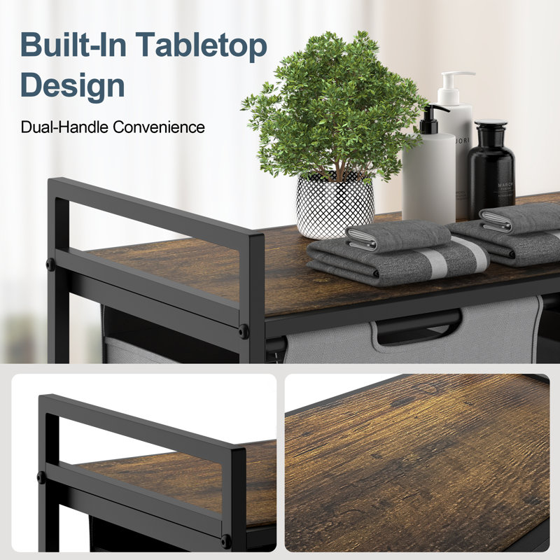 17 Stories Rolling Laundry Hamper And Waste Basket Set with Handles ...