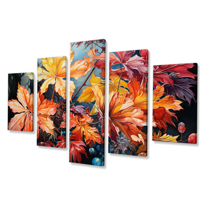 Lark Manor™ Japanese Maple Collage I - Japan Art Wall Decor - 5 Panels ...