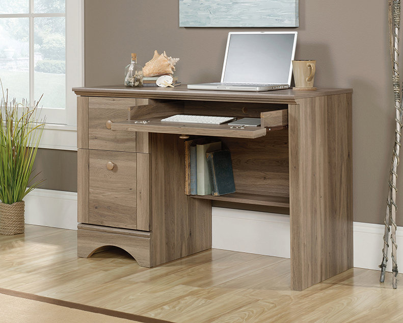 Inbox Zero Oak Finish Computer Desk | Wayfair