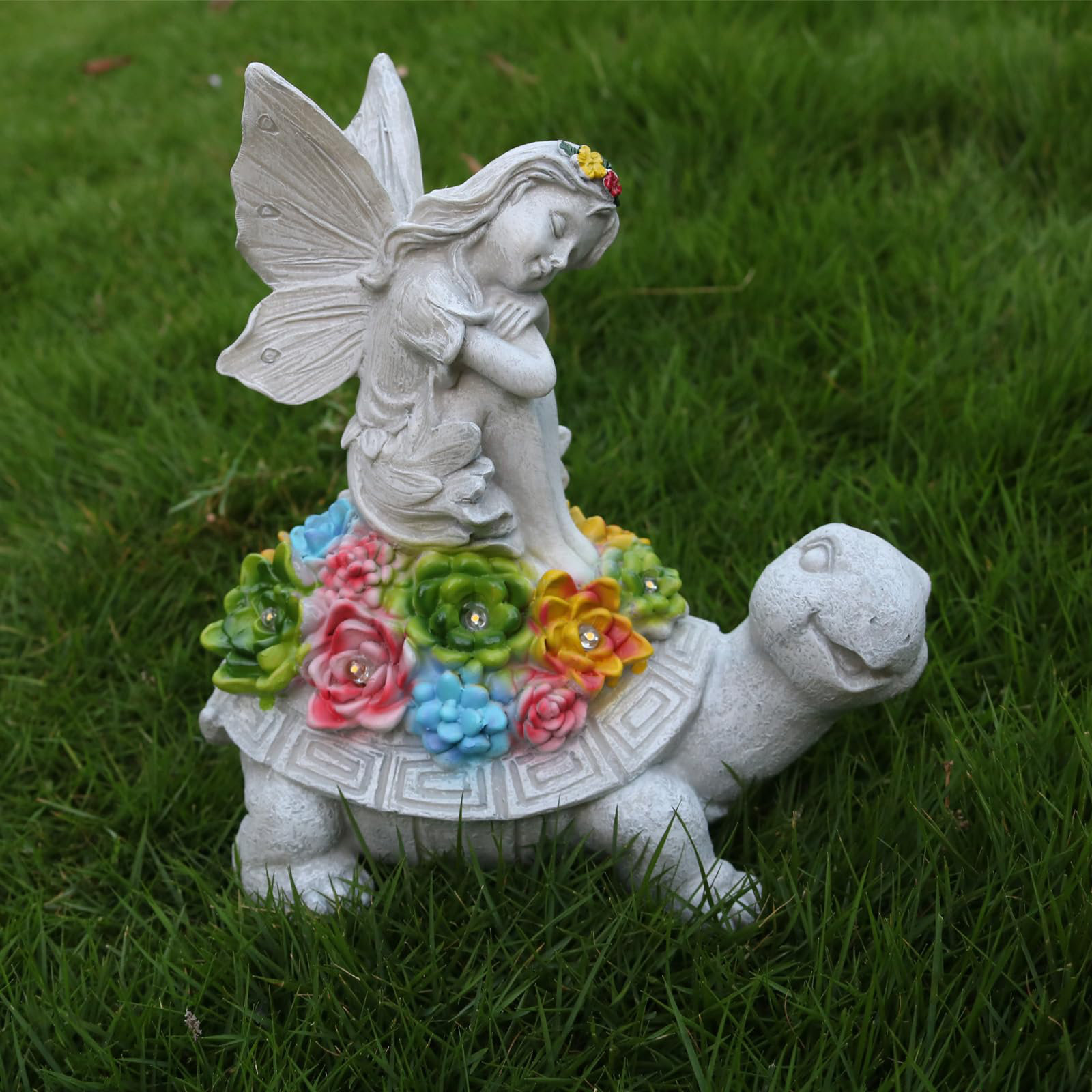 Dakota Fields Garden Statues Outdoor Decorations Solar Turtle Angels ...