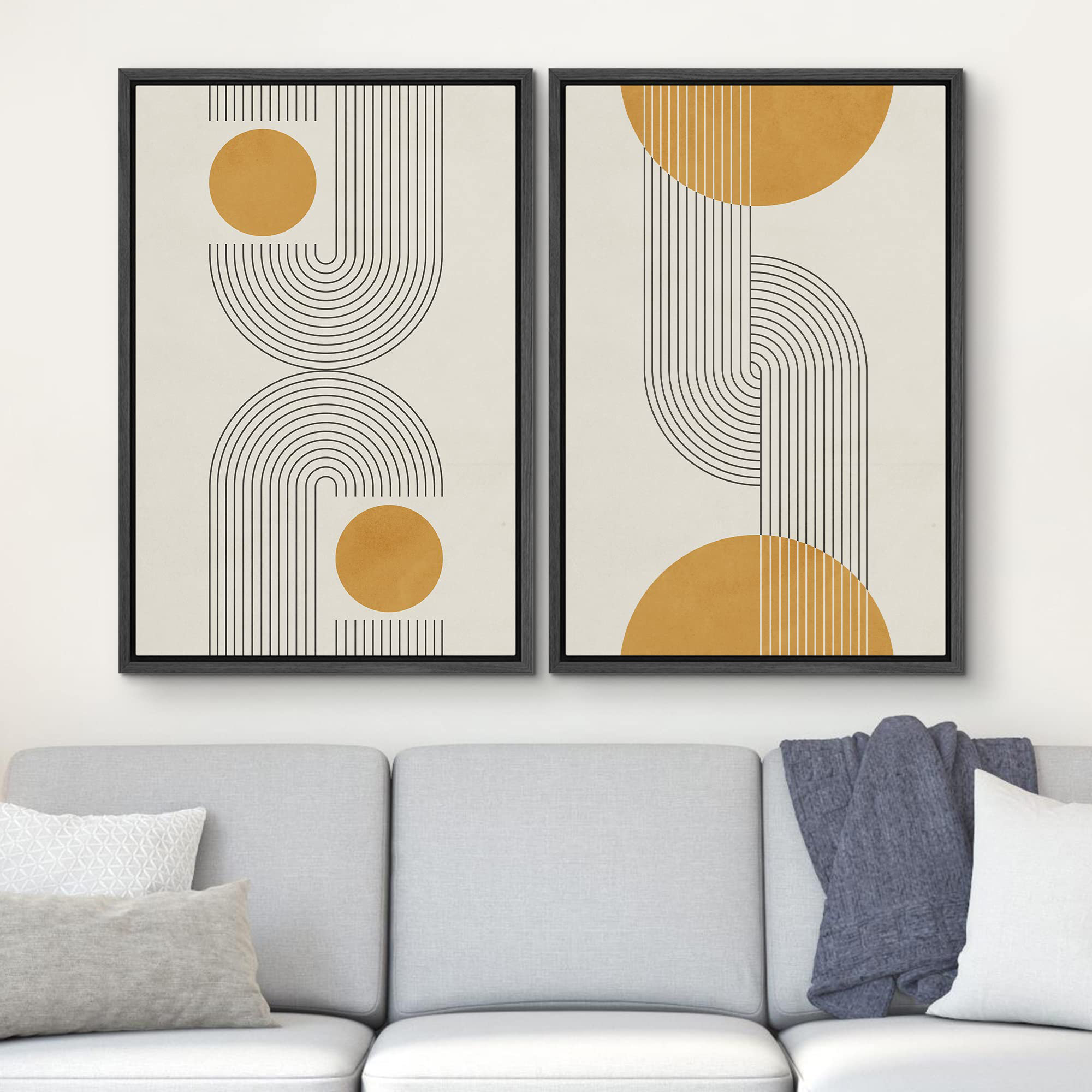 wall26 Gold Circles With Twisting Geometric Line Art Abstract Shapes ...