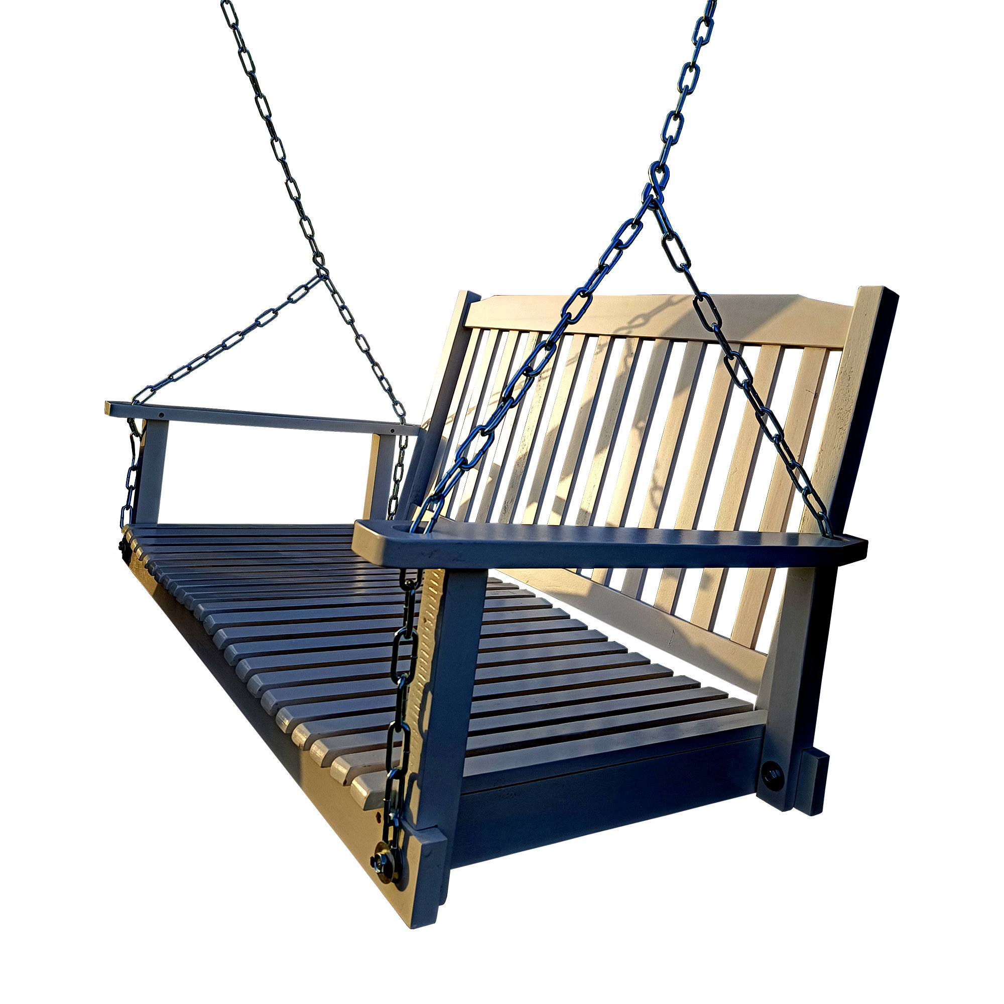 Dovecove Front Porch Swing With Armrests, Wood Bench Swing With Hanging ...