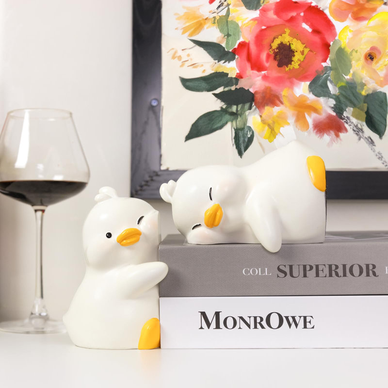 Latitude Run® Cute Bookends, Cute Hug Ducks Decorative Bookend, Book ...