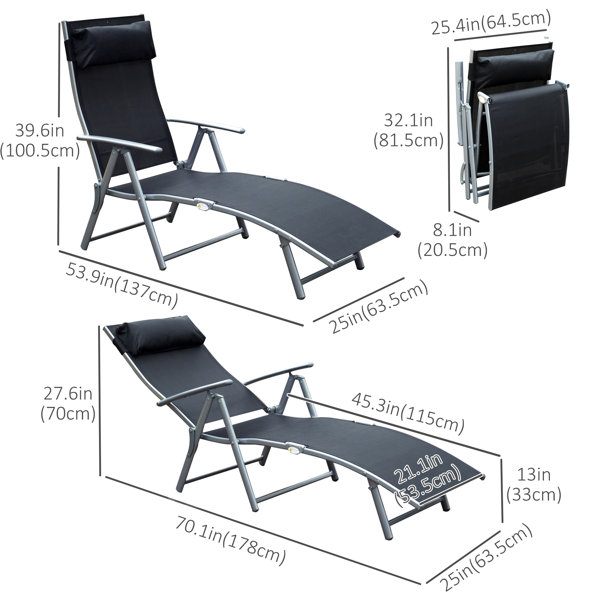 Arlmont & Co. Gloria Outsunny Chaise Lounge Foldable Outdoor Chair ...