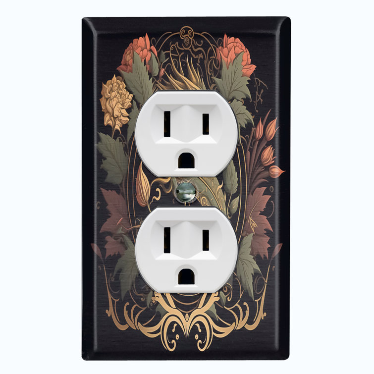 WorldAcc Metal Light Switch Plate Outlet Cover (Rustic Dragon Flower ...