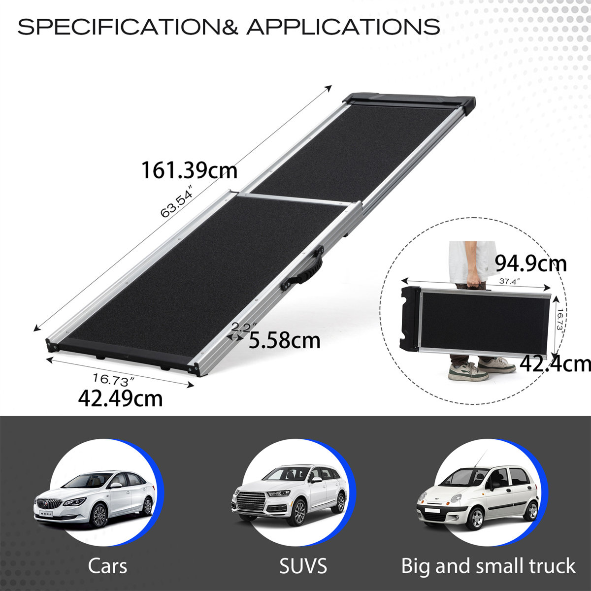 Tucker Murphy Pet™ Aluminum Dog Ramp For Car, Dog Portable Step Ramp ...