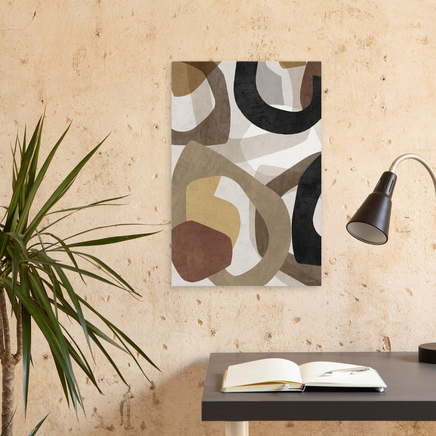Brayden Studio® Interwoven - Contemporary Abstract Tan Brown Art | Wayfair