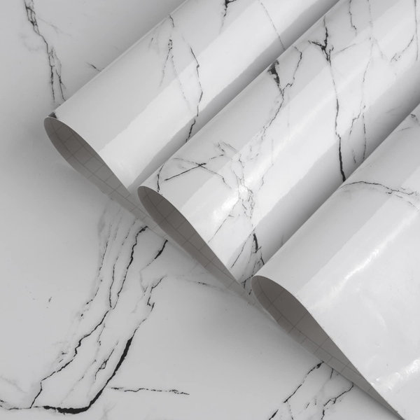 Ivy Bronx Faux Marble Contact Paper - Self-Adhesive Vinyl Wallpaper For ...