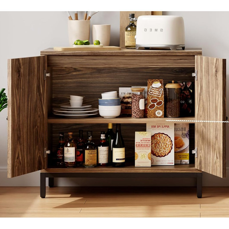 Dakota Fields Particleboard Two-door Rattan Arch Carving Storage ...