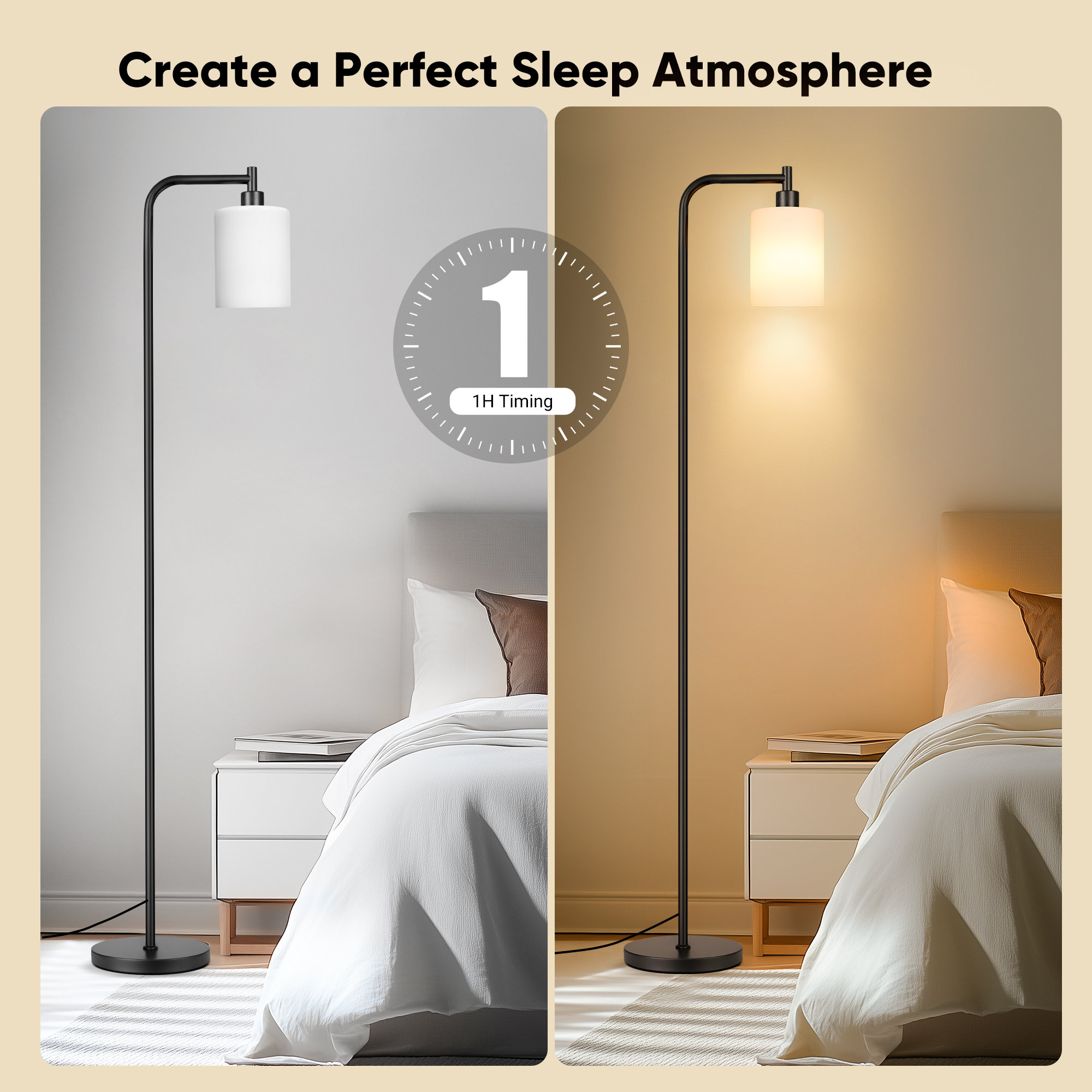 Ebern Designs Floor Lamps For Living Room Bedroom, Gold Modern Standing ...