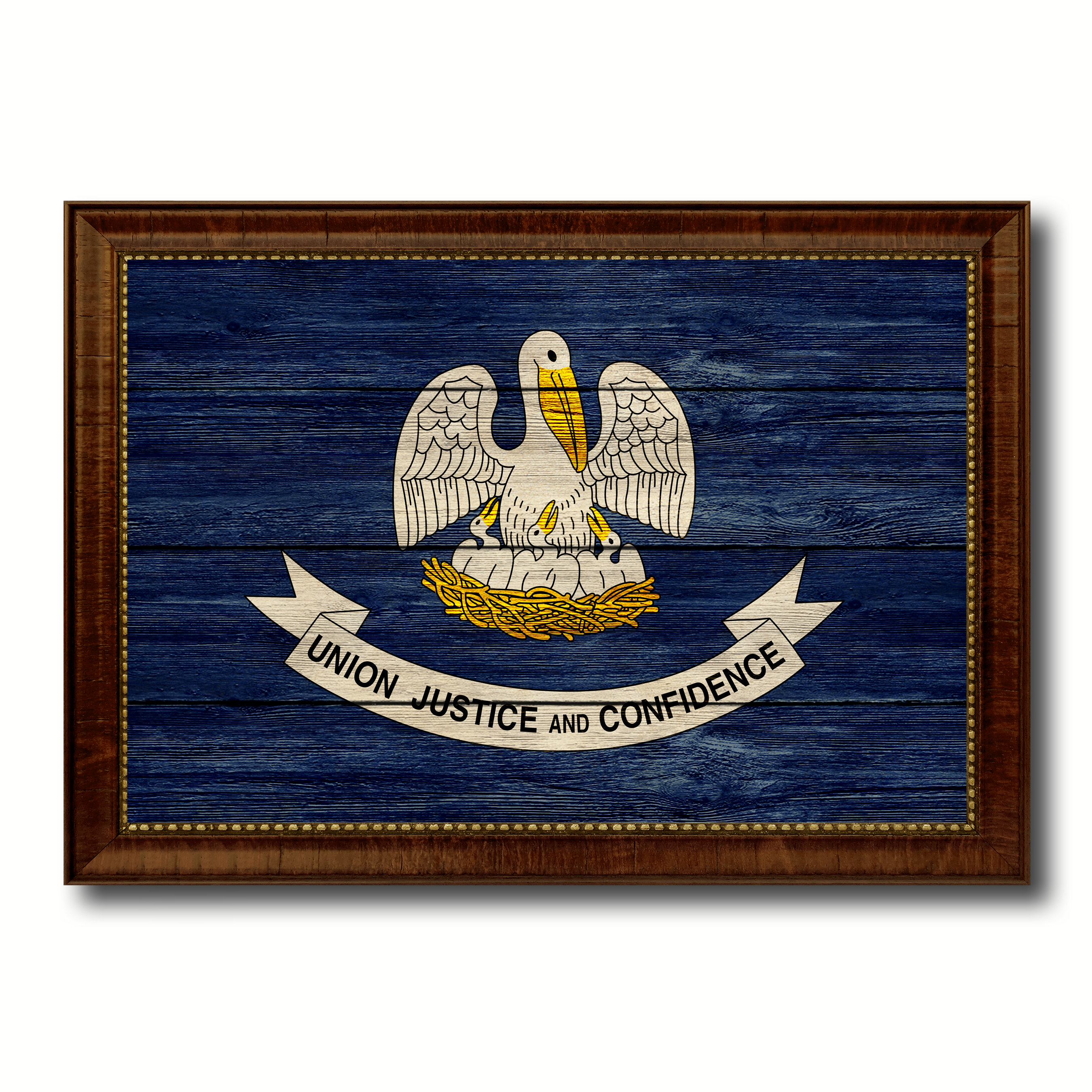 Williston Forge Louisiana State Textured Flag Print With Brown Gold ...
