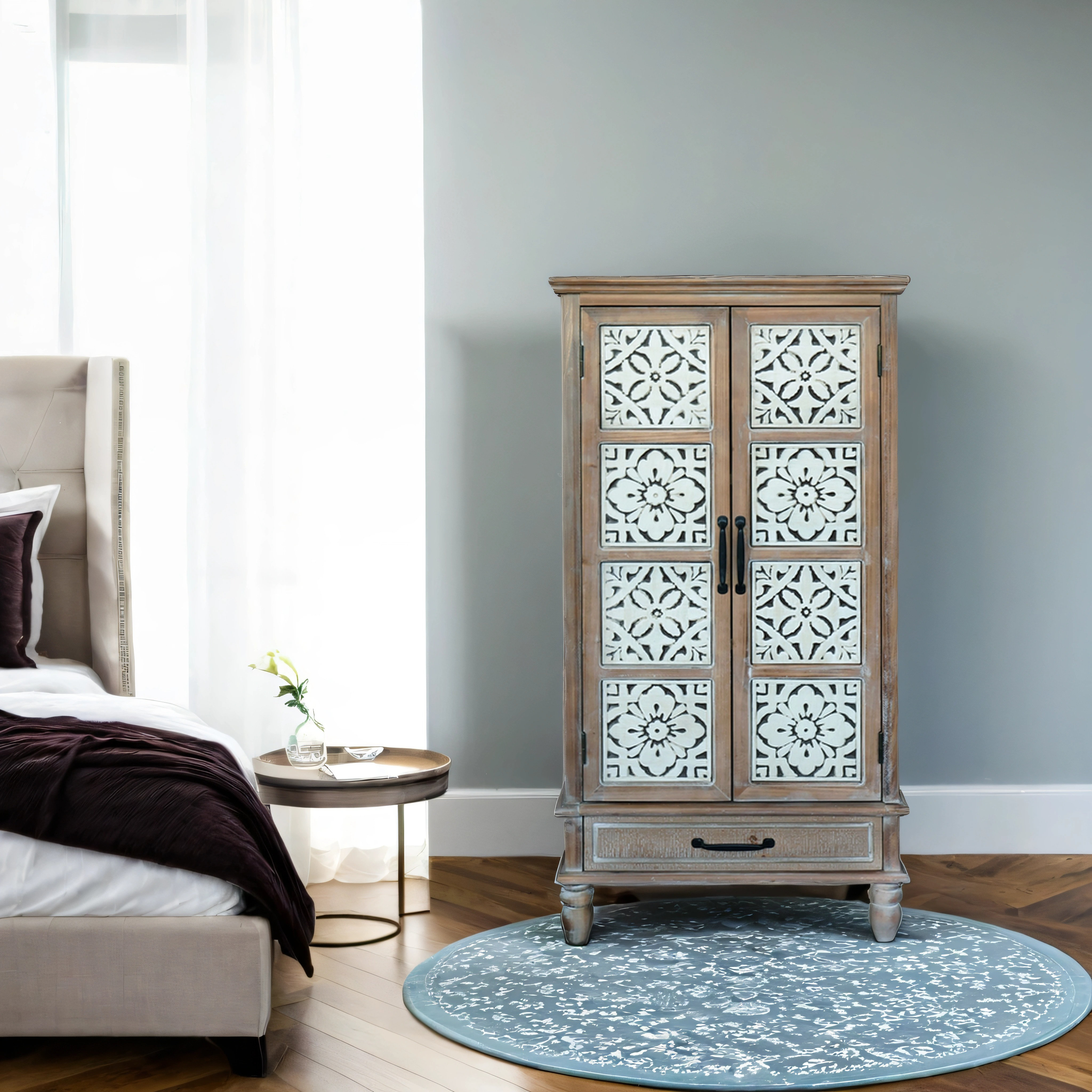 Bungalow Rose 55.12'' Tall Tower Storage Cabinet - Rustic Wood ...