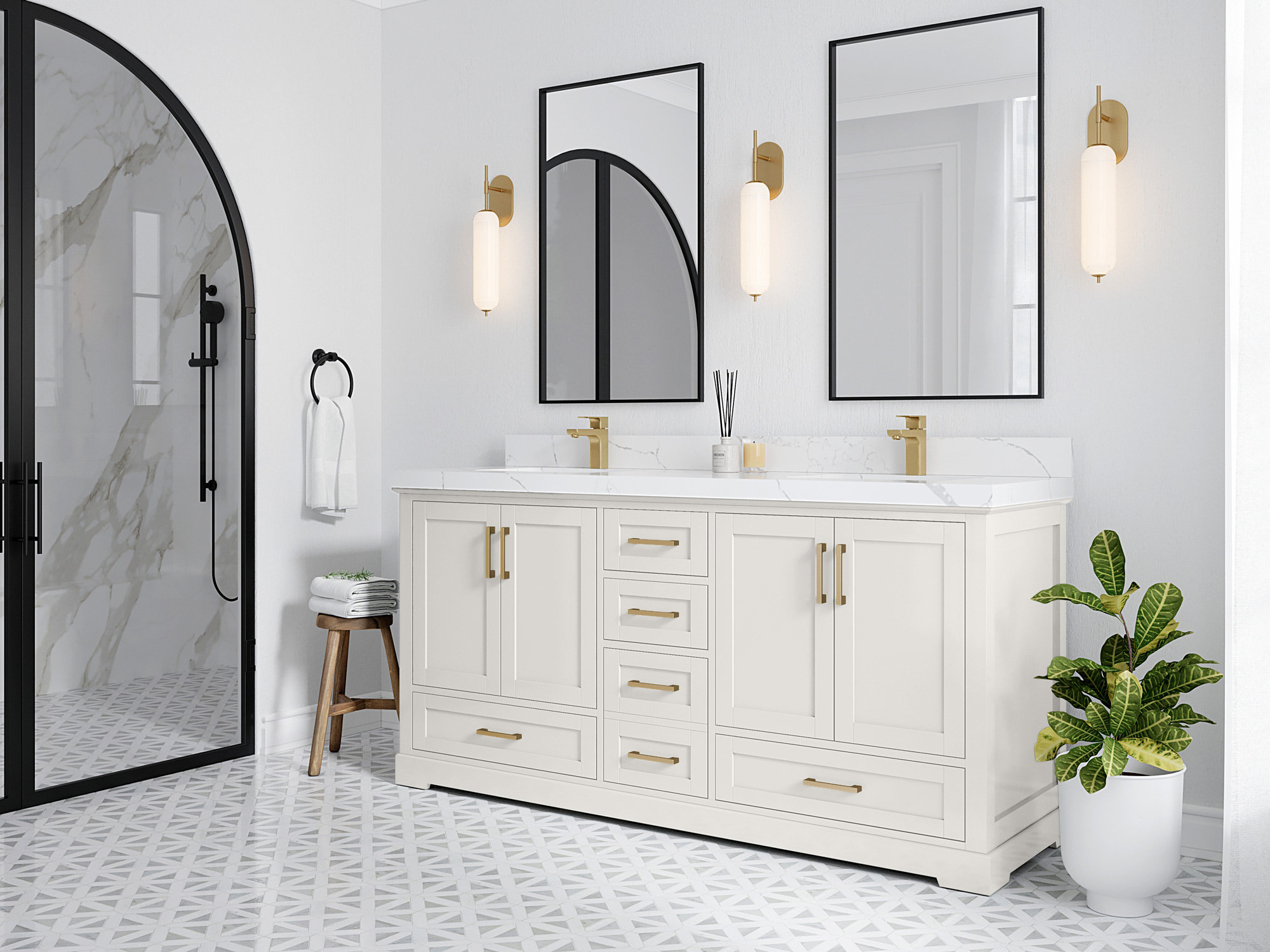 Willow Collections Boston 72 In. W X 22 In. D Double Sink Bathroom ...