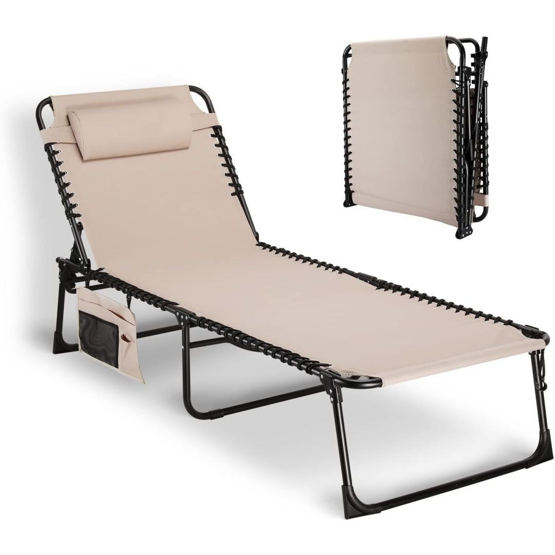 Arlmont & Co. Oversize Chaise Lounge Outdoor, Heavy-Duty Folding Lounge ...