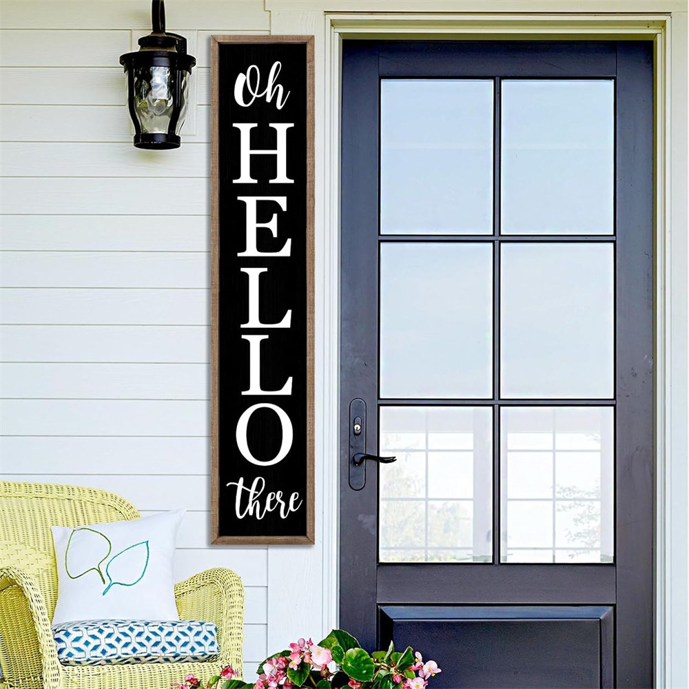 August Grove Oh Hello There Welcome Sign For Front Porch Stand 45 "X9 ...