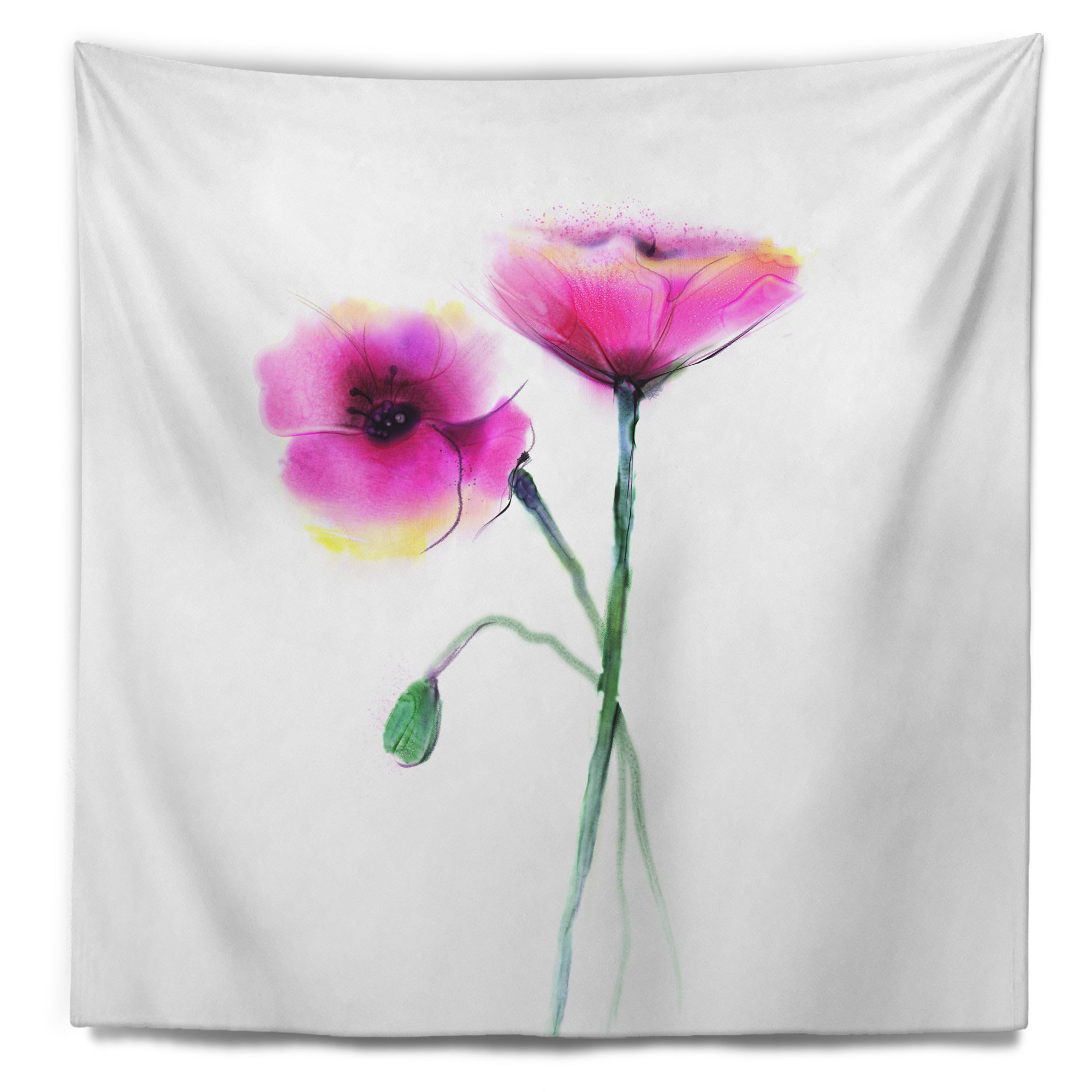 East Urban Home Flower Pair of Large Purple Poppy Flowers Tapestry ...