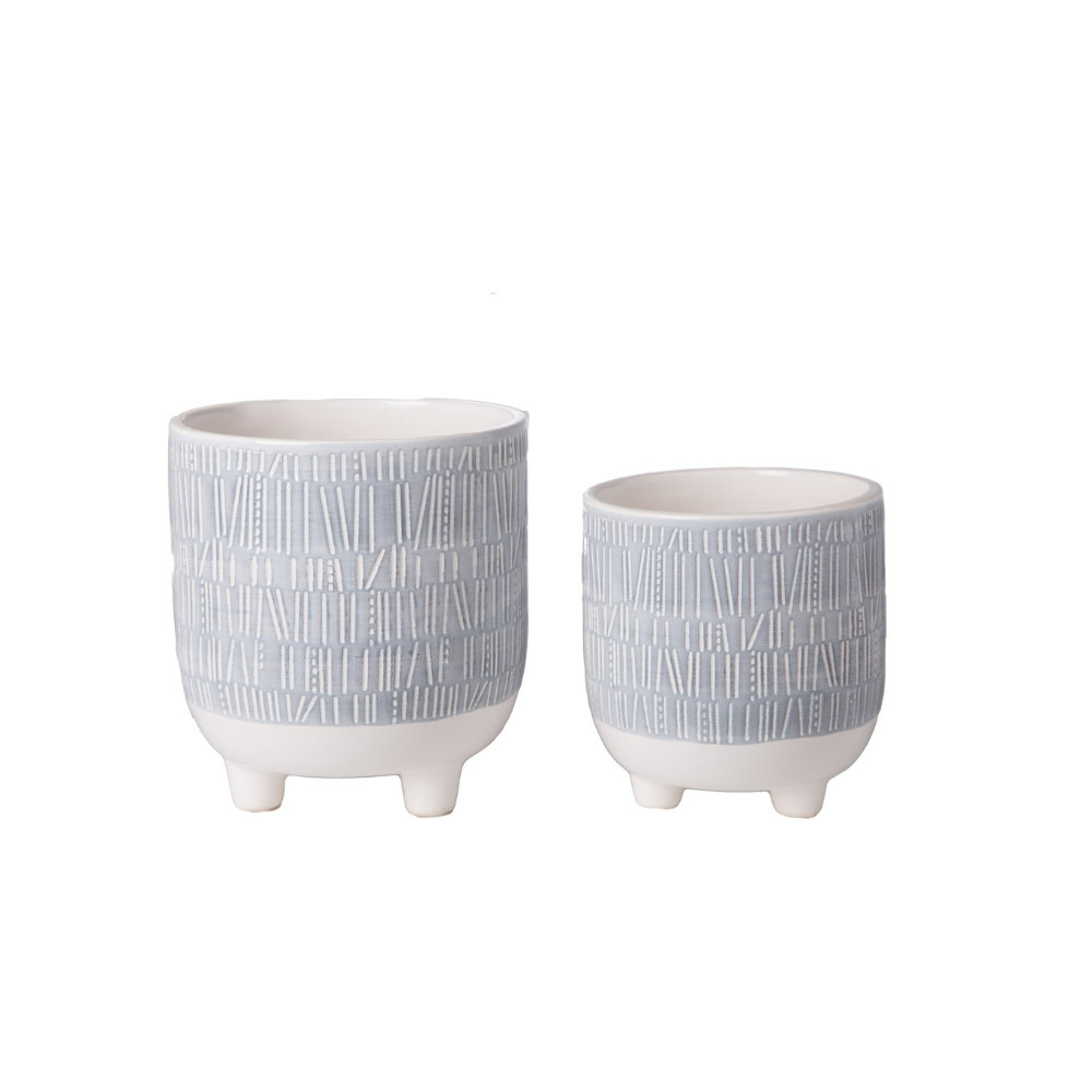 Ebern Designs Ceramic Round Pot Gloss Finish Blue | Wayfair