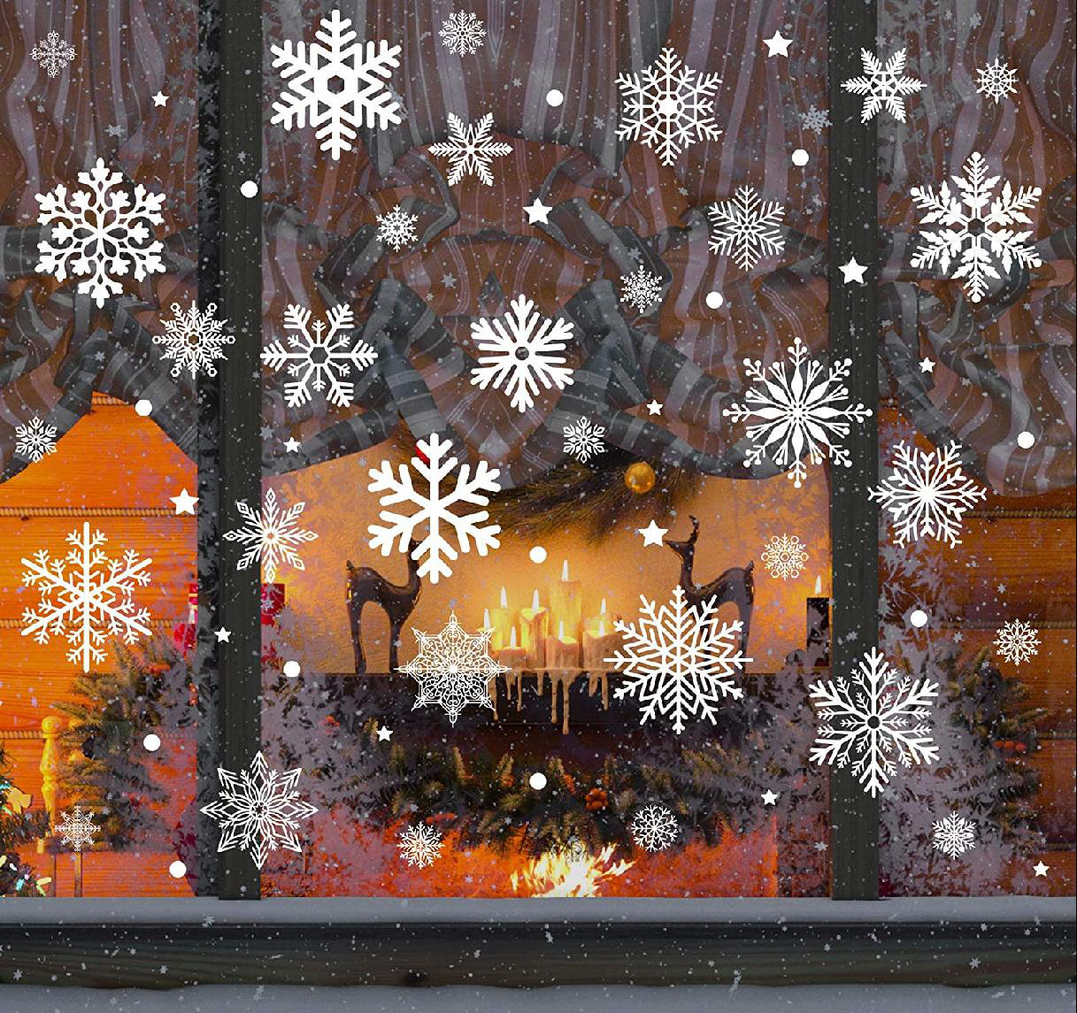The Holiday Aisle® Snowflakes 140 Piece Window Decal Set | Wayfair