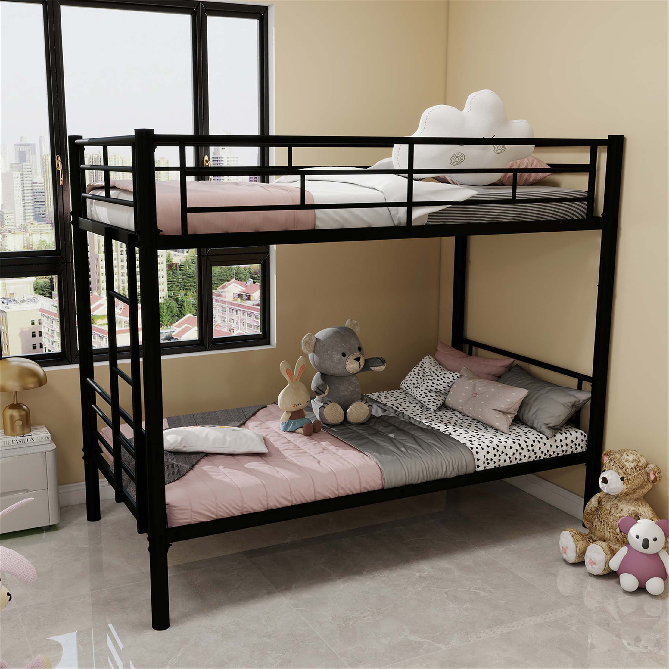 Isabelle & Max™ Metal Bunk Bed, Metal Structure Bedframe With Ladders ...