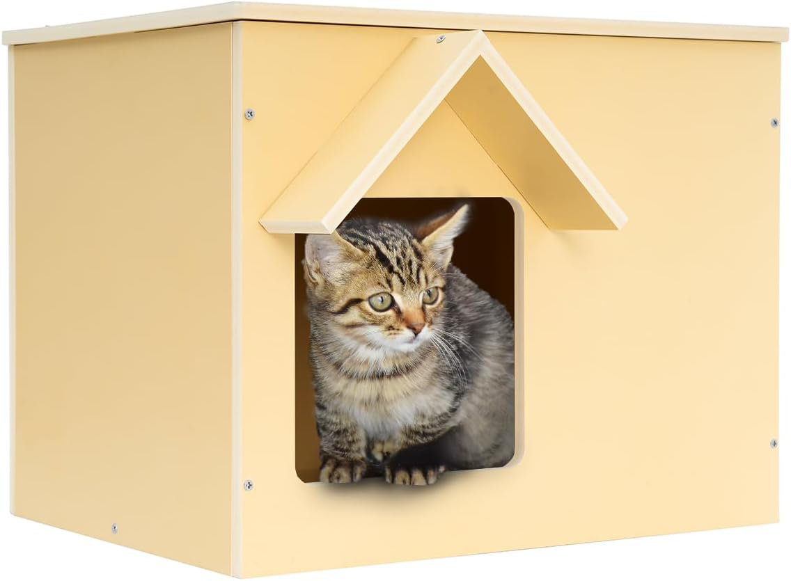 Winston Porter Outdoor Cat Houses Feral Cat Shelter Wooden Stray Cat ...
