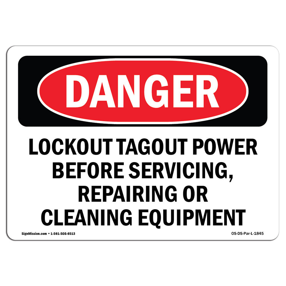 SignMission Lockout Tagout Power Servicing Repairing Danger Sign ...