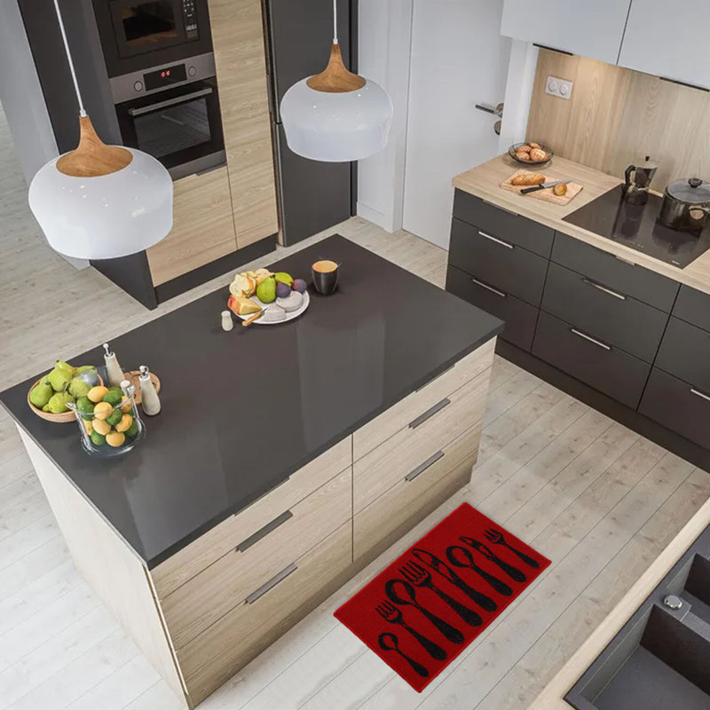 Evideco Luxurious Comfort Chef Kitchen Mat, Cutlery Design, Low-Profile ...