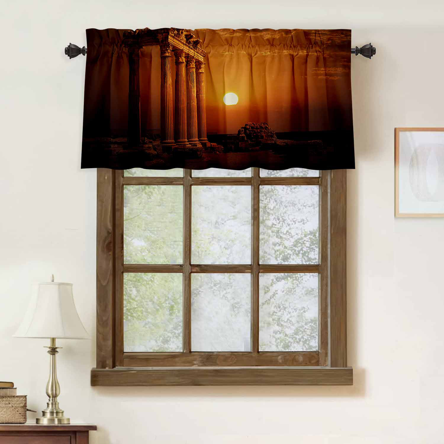 Ophelia & Co. Clear 52"W Temple of Apollo Sunset Greek Landscape Window ...