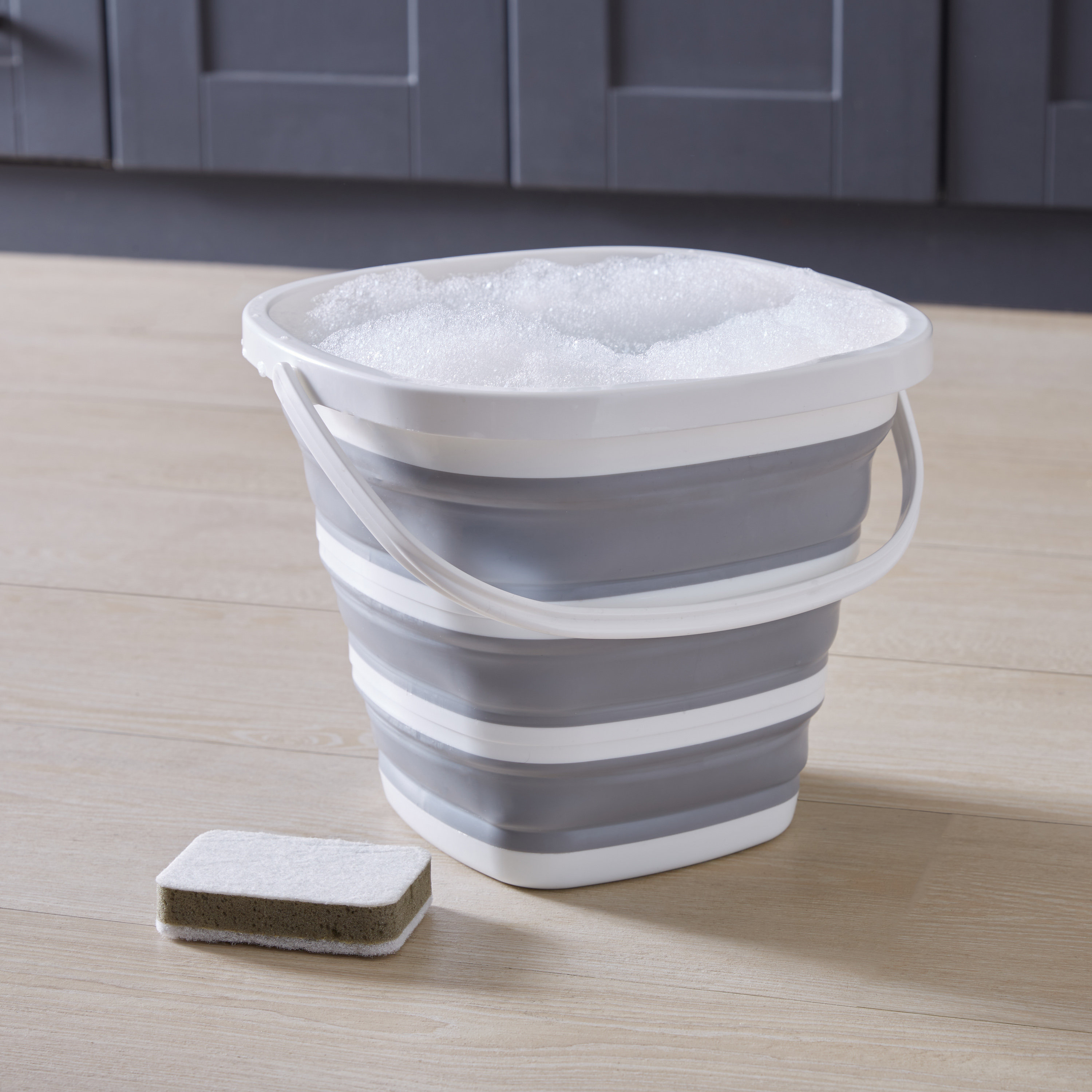 Simplify 10L Collapsible Square Bucket in White/Grey | Wayfair