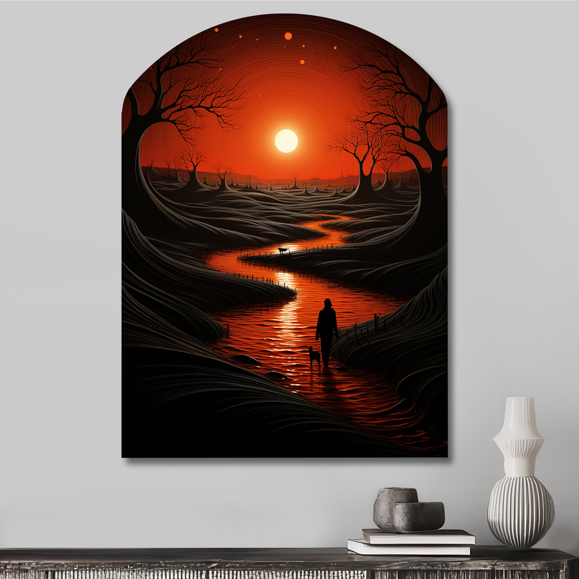 Millwood Pines Magical Sunset Over Minimal River Landscape I ...