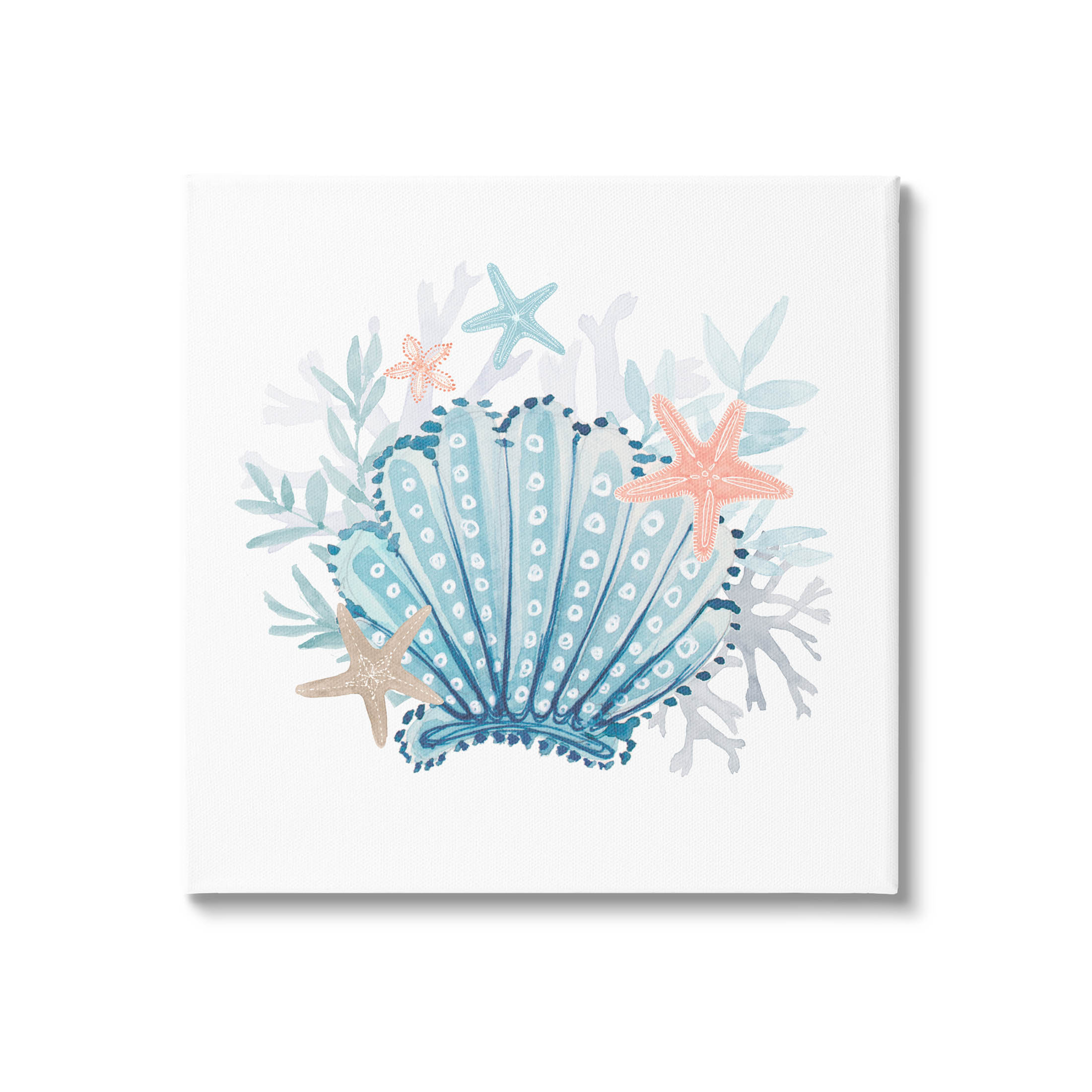 Stupell Industries Maritime Clamshell Layered Coral Canvas Wall Art By ...