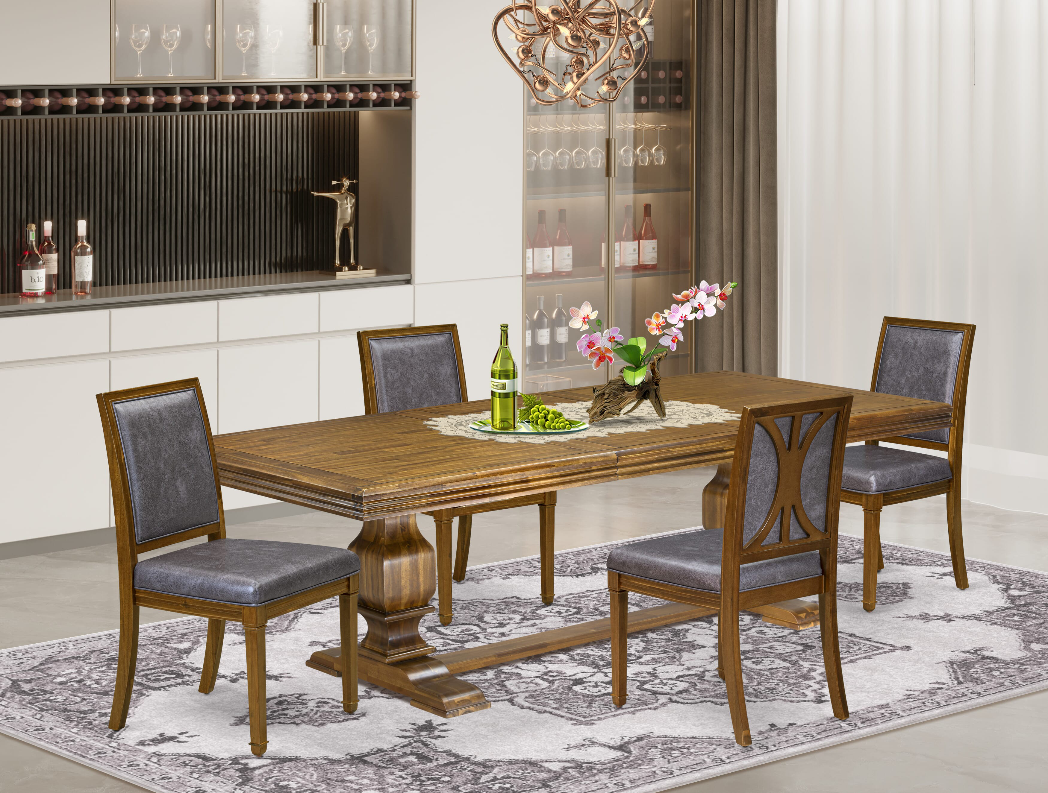 Red Barrel Studio® 5-piece Dining Table Set includes a Modern Dining ...