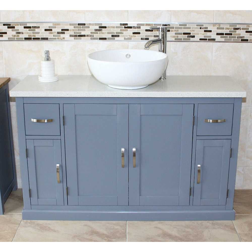 August Grove Solid Beech Biskra 1230mm Free-standing Single Vanity ...