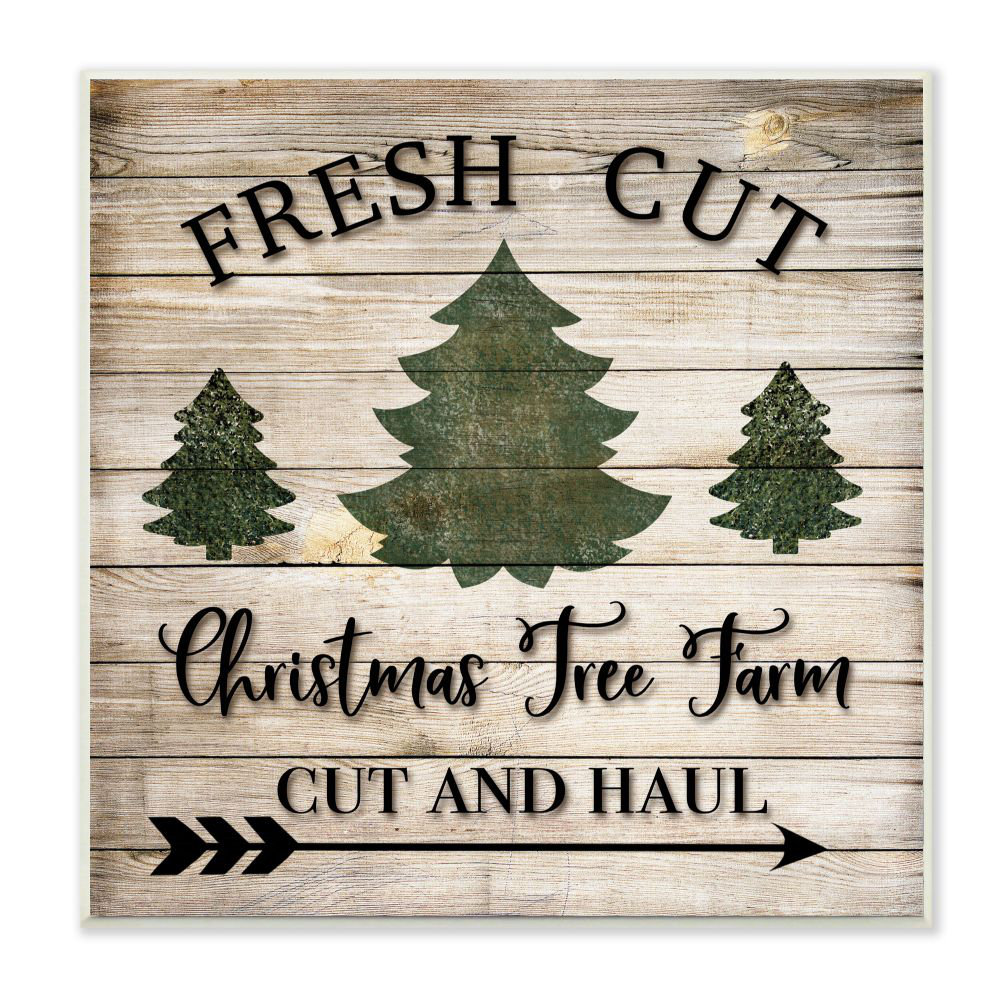 Stupell Industries Rustic Fresh Cut Tree Christmas Sign Green Brown by ...