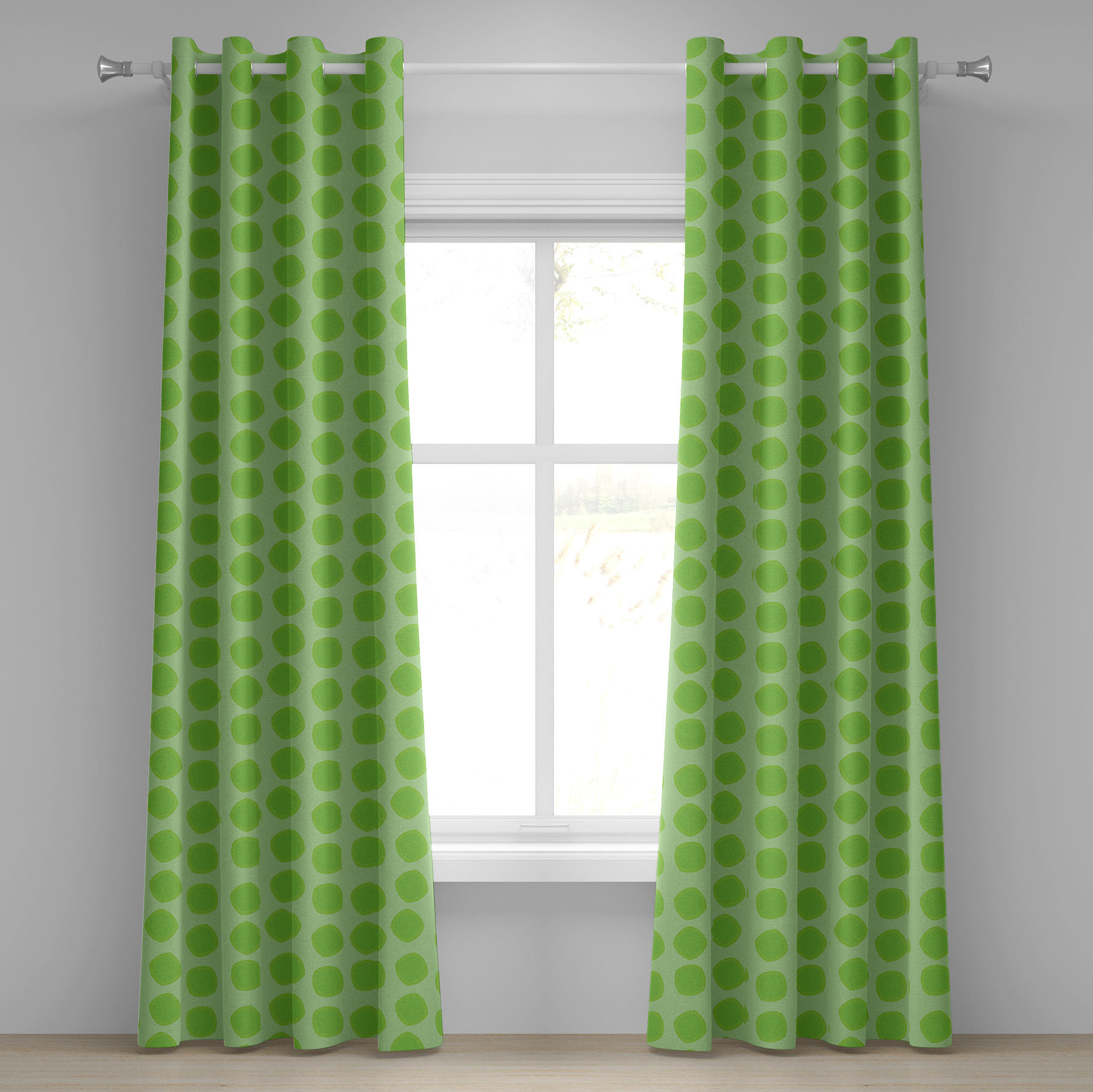 East Urban Home Lime Green Grommet Curtain Decorative 2-Panel Window ...