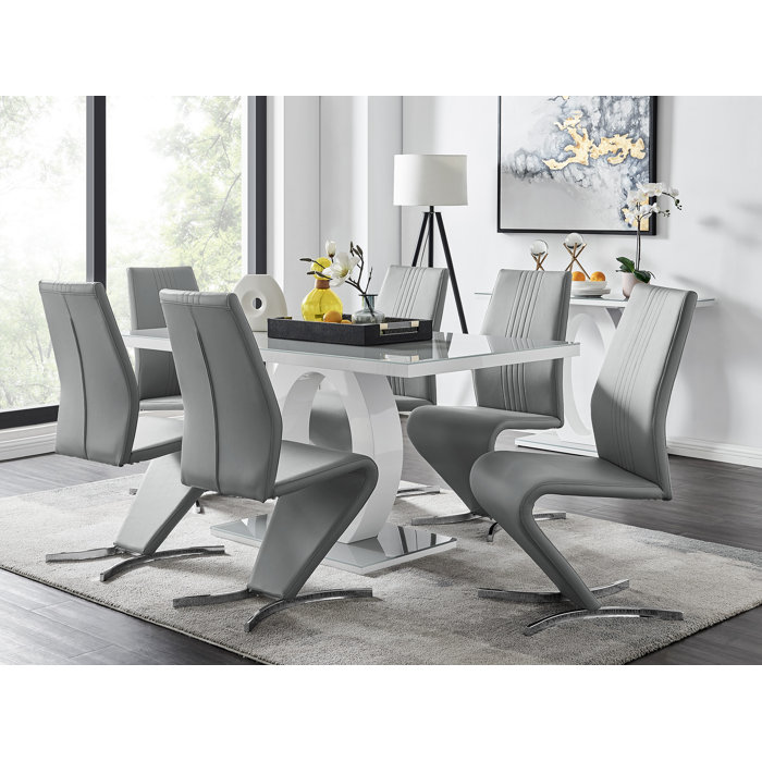 Bless international Scottsmoor Modern High Gloss Halo 6 Seater Dining ...
