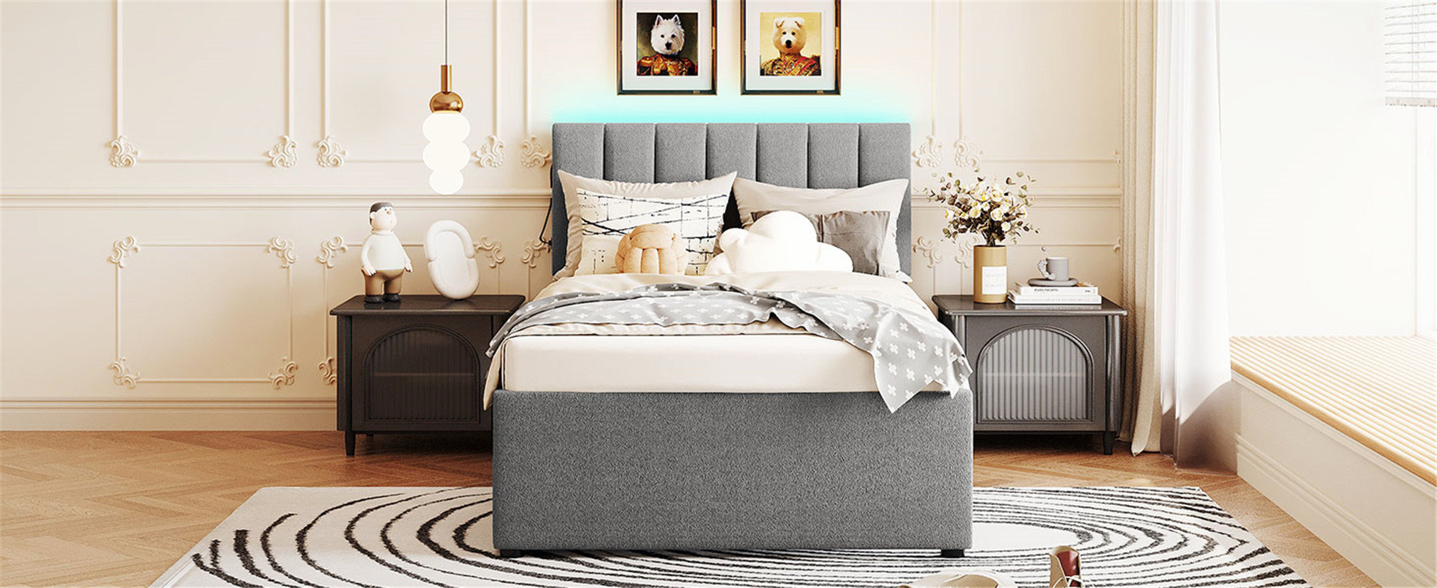 Ivy Bronx Teddy Fleece Twin Size Upholstered Platform Bed with Trundle ...