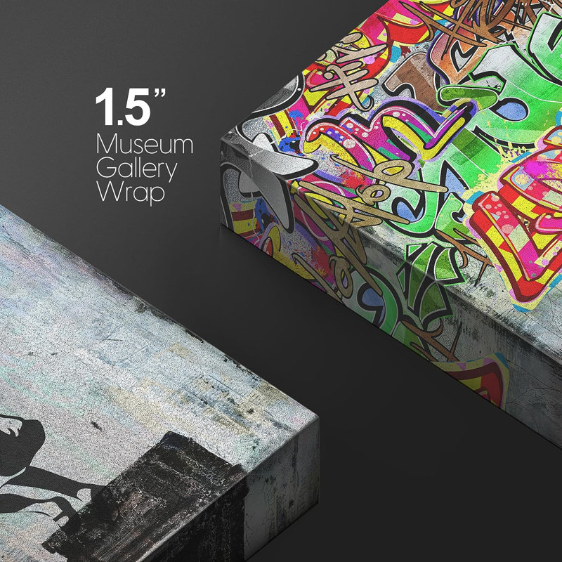 IDEA4WALL Little Girl Tagging Banksy On Canvas Print | Wayfair