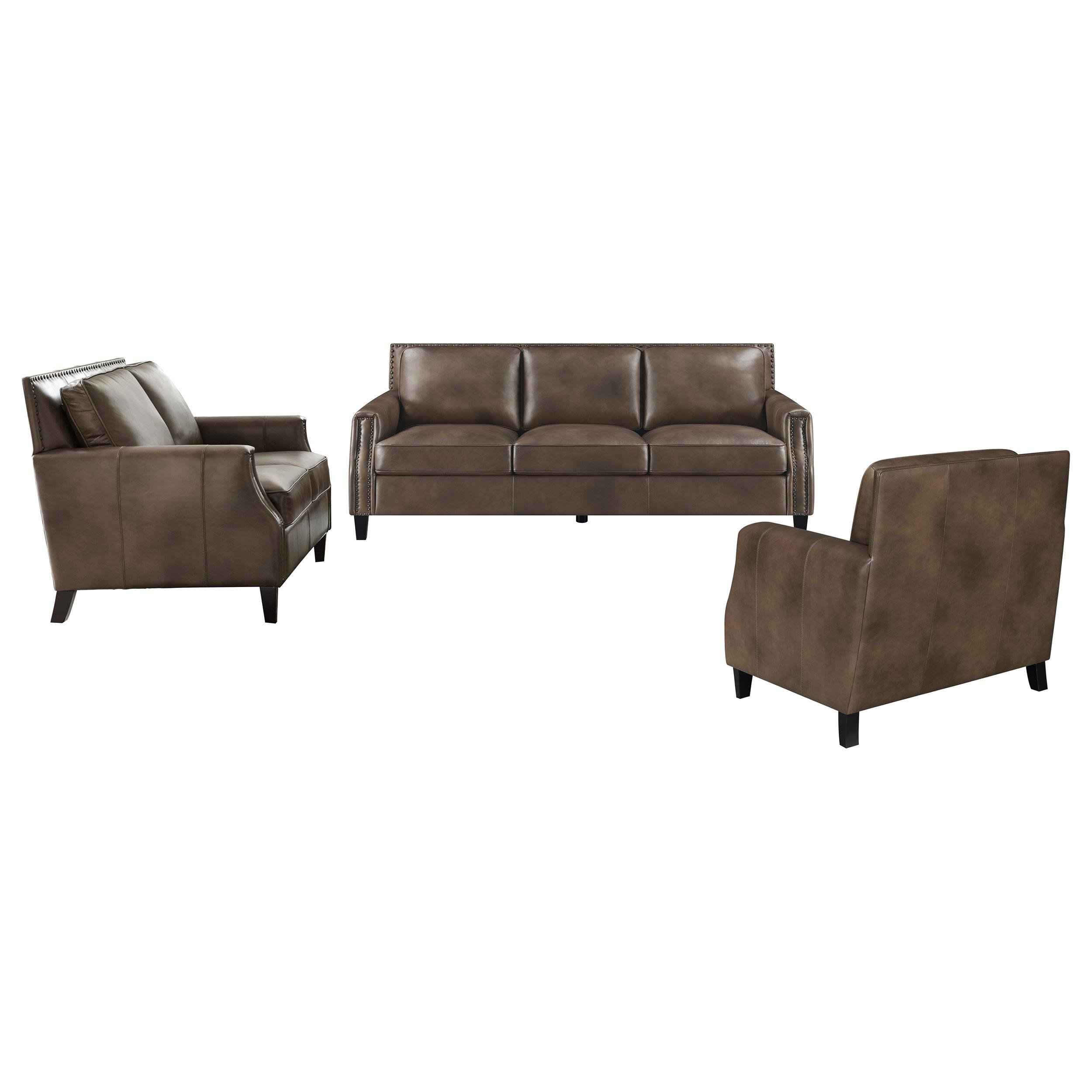 Wildon Home® 3-piece Upholstered Recessed Arm Sofa Set Brown Sugar ...