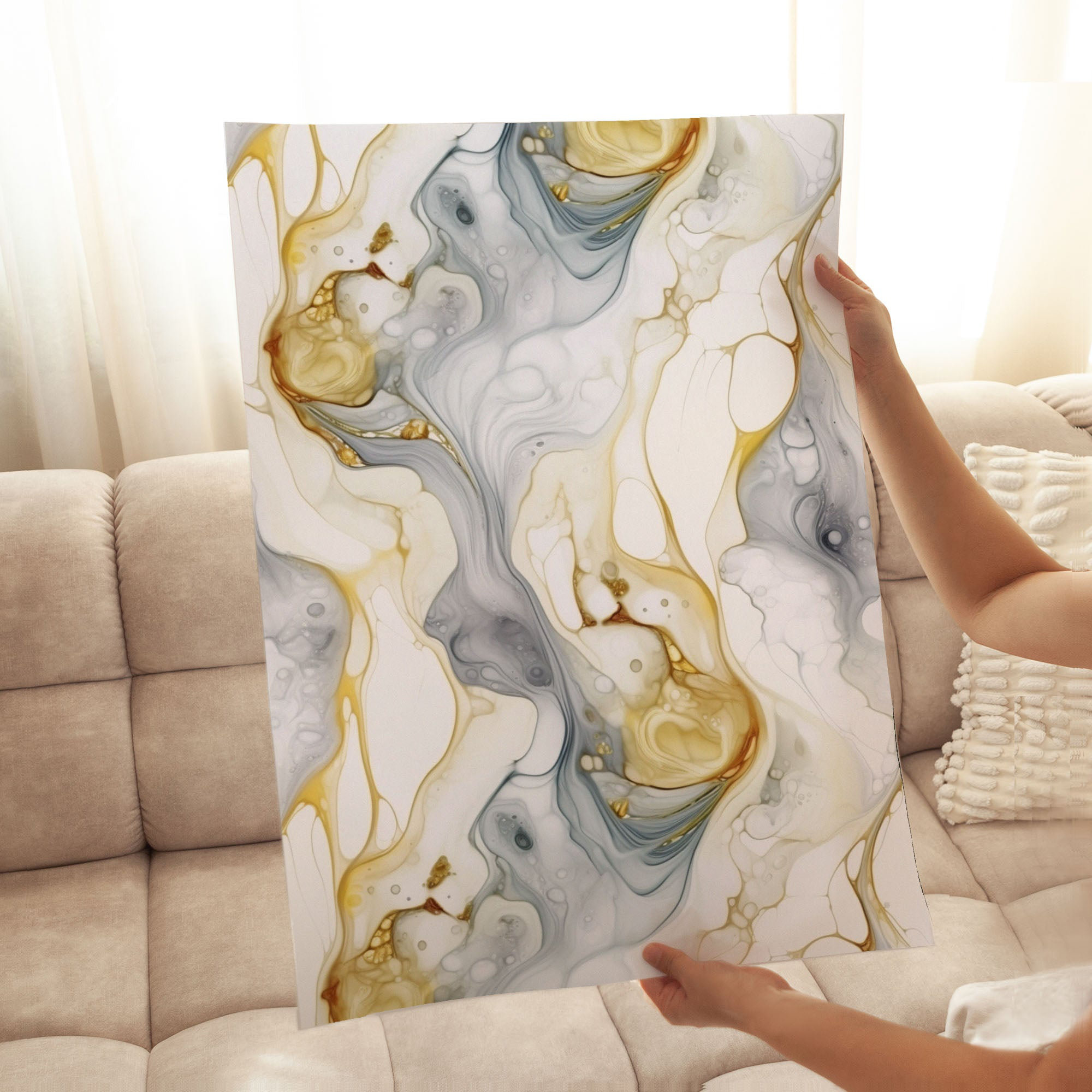 Winston Porter Abstract Golden Strokes VII Modern Unframed Art Print ...