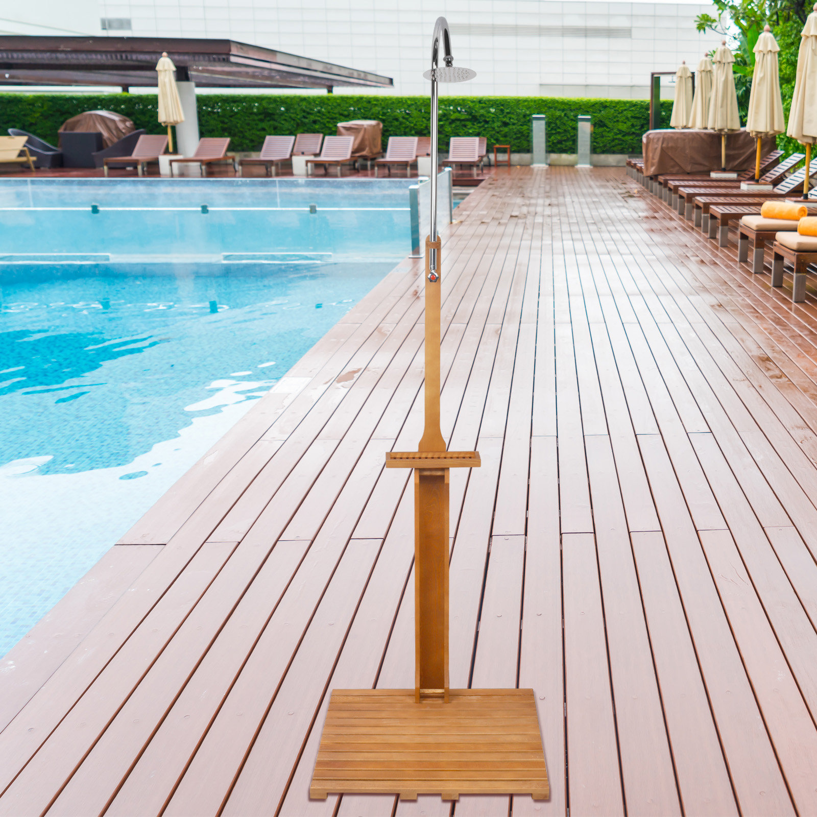 LoveisCool Freestanding Outdoor Shower and Duckboard | Wayfair