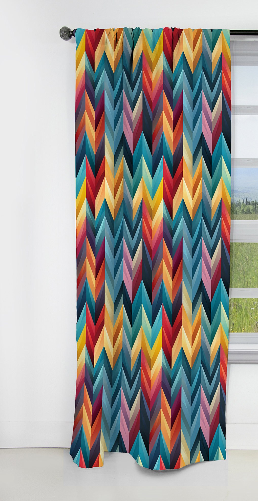 Design Art Colorful Vibrant Chevron Mosaic Pattern - Chevron Curtain ...