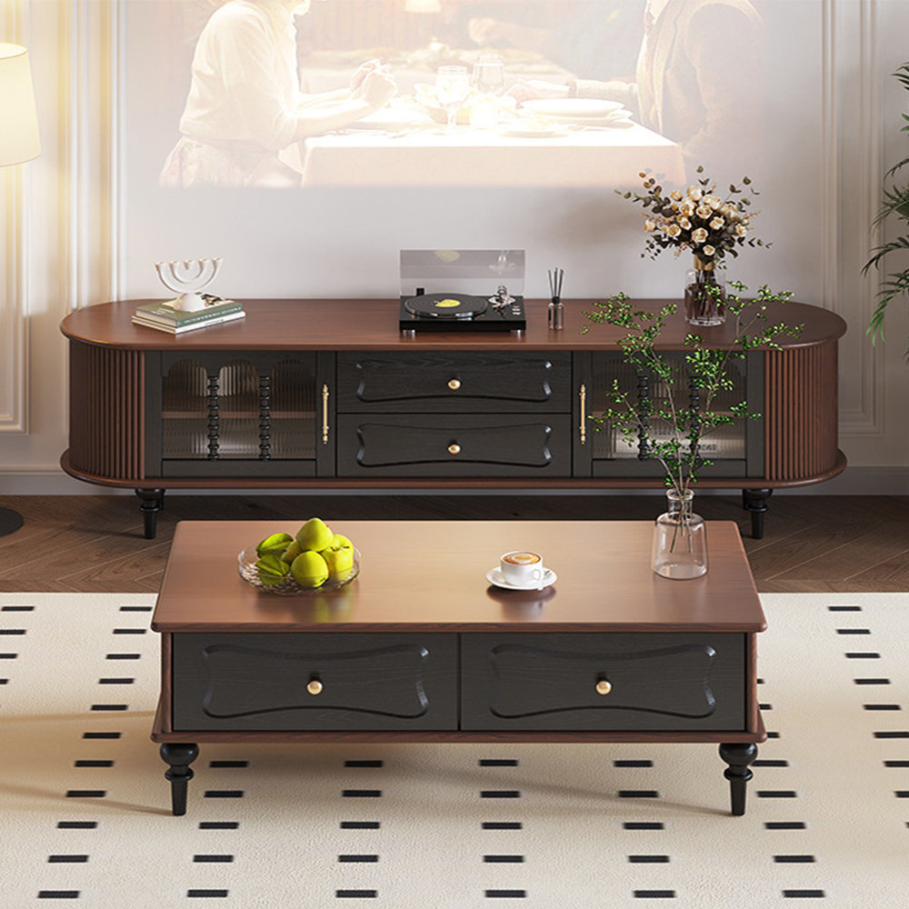 Bkoksety French luxury retro TV cabinet coffee table set | Wayfair