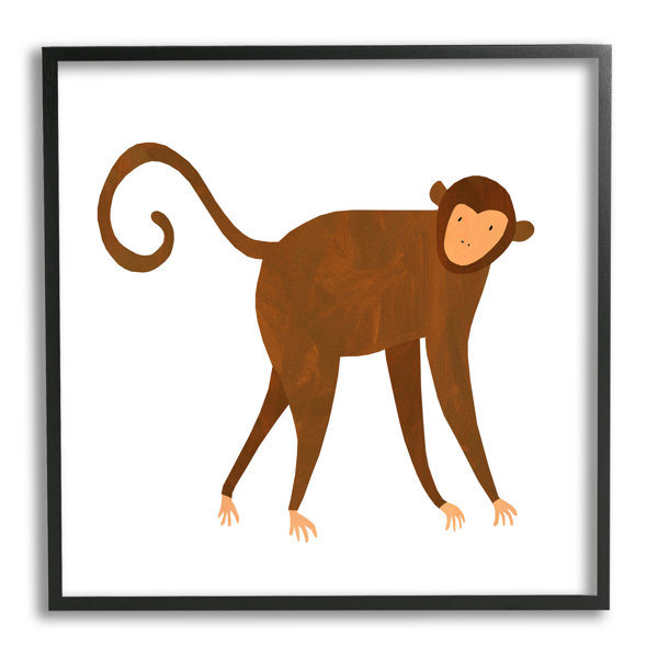 Stupell Industries Whimsical Wildlife Monkey Framed On Canvas by Emily ...