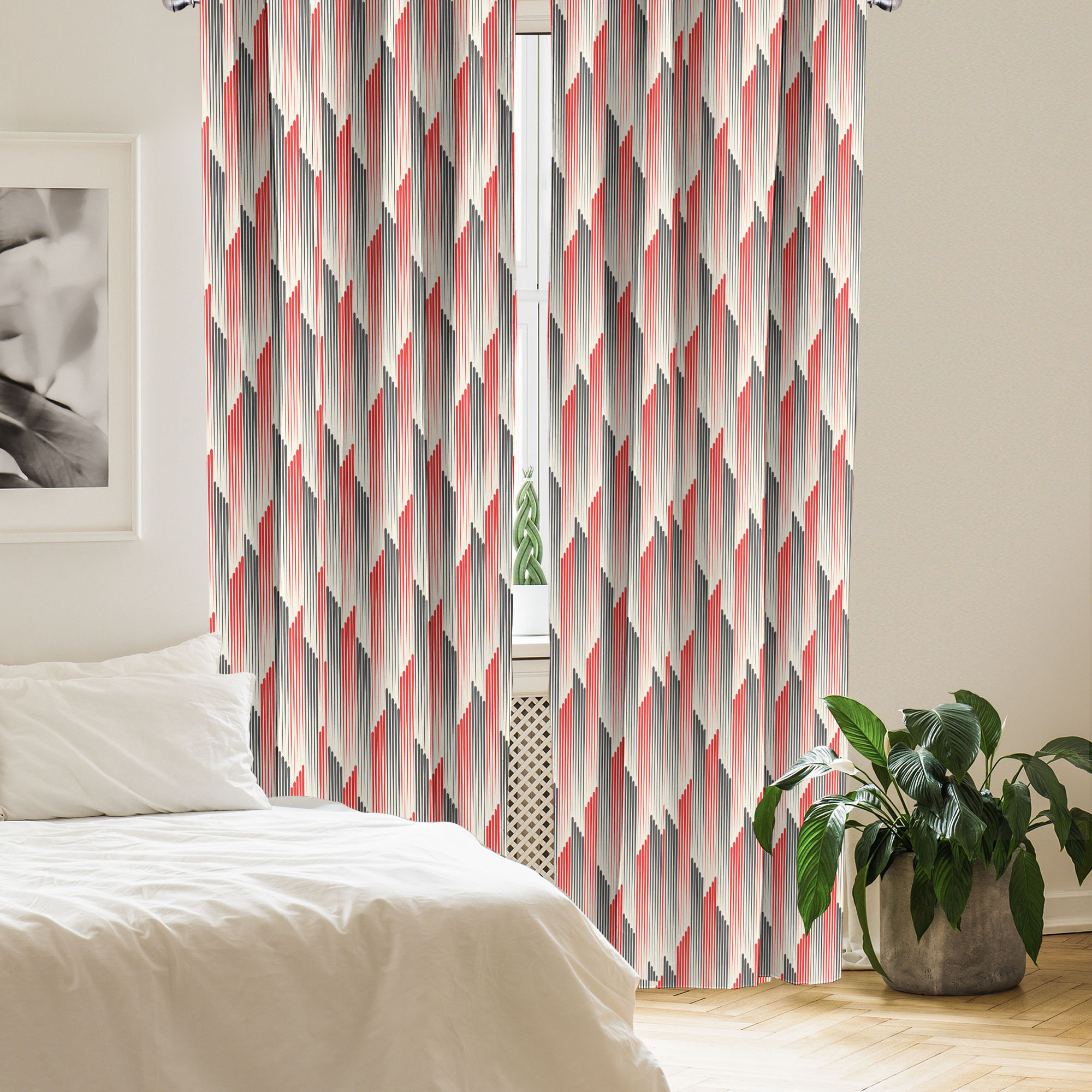 East Urban Home Abstract 4-Panel Curtains, Vertical Stripes | Wayfair