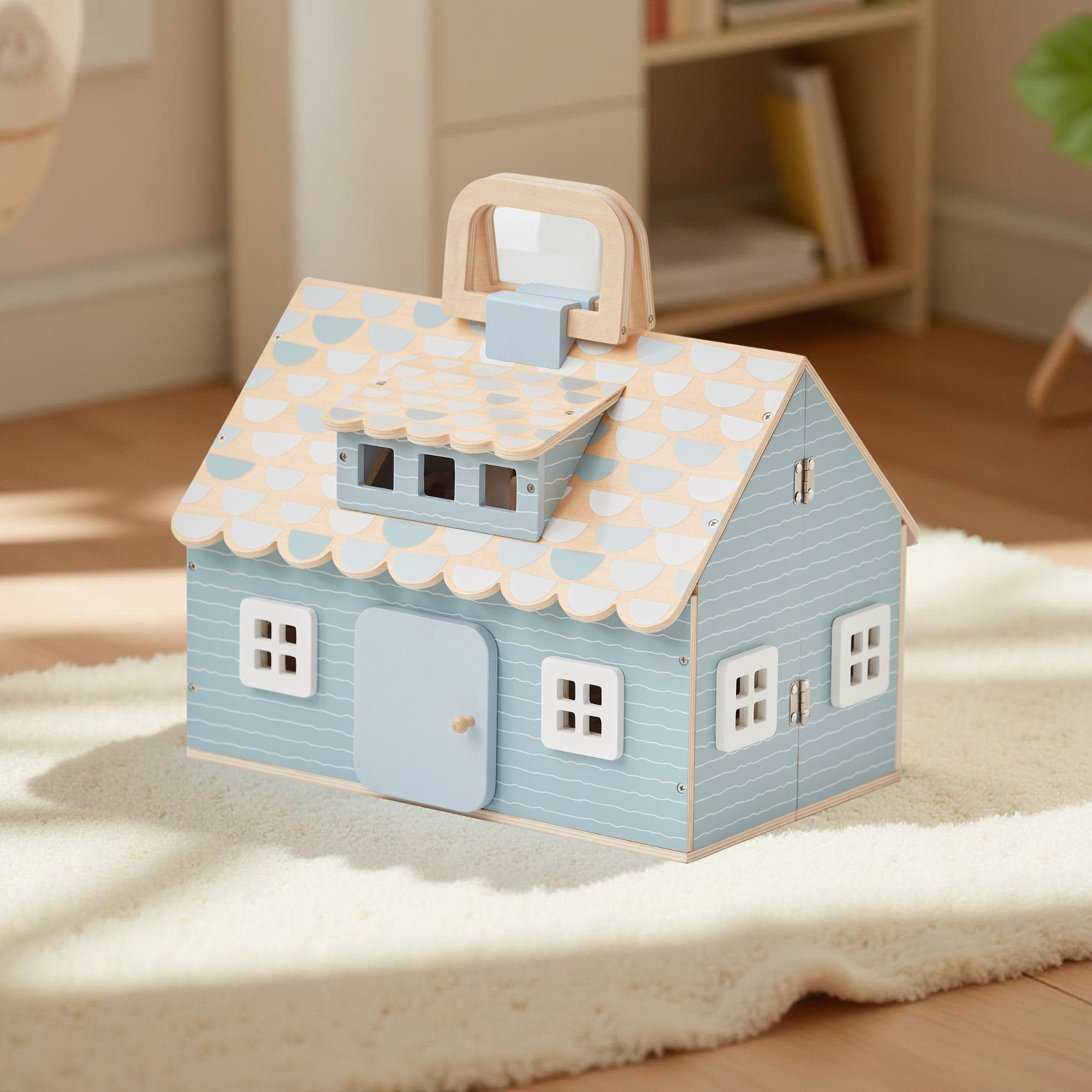 Teamson Kids Wooden Fold-Out Portable Wooden Dollhouse Cottage for 3.5 ...